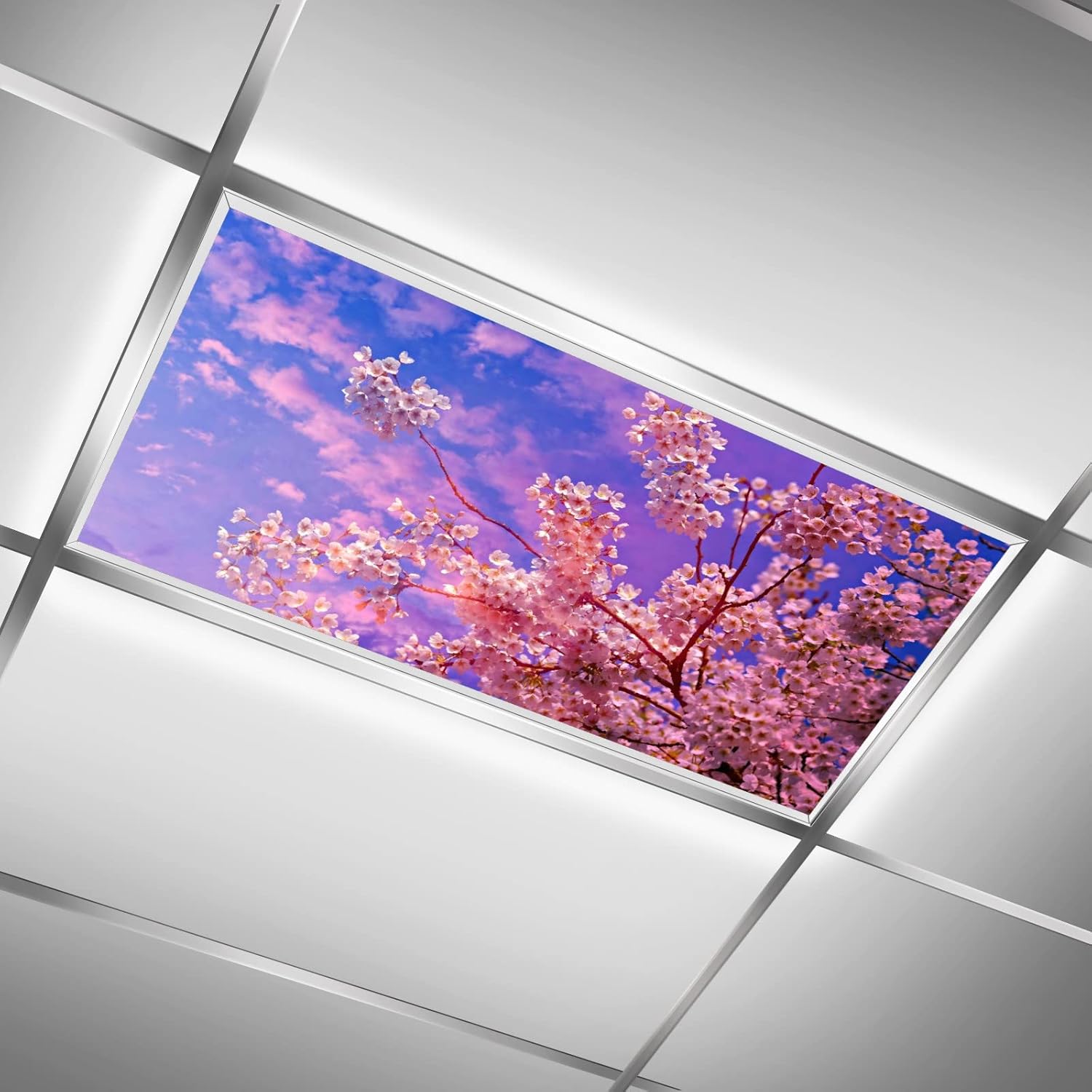 MSINMKOK Pink Cloud Clear Sky Cherry Blossom Tree Fluorescent Light ...