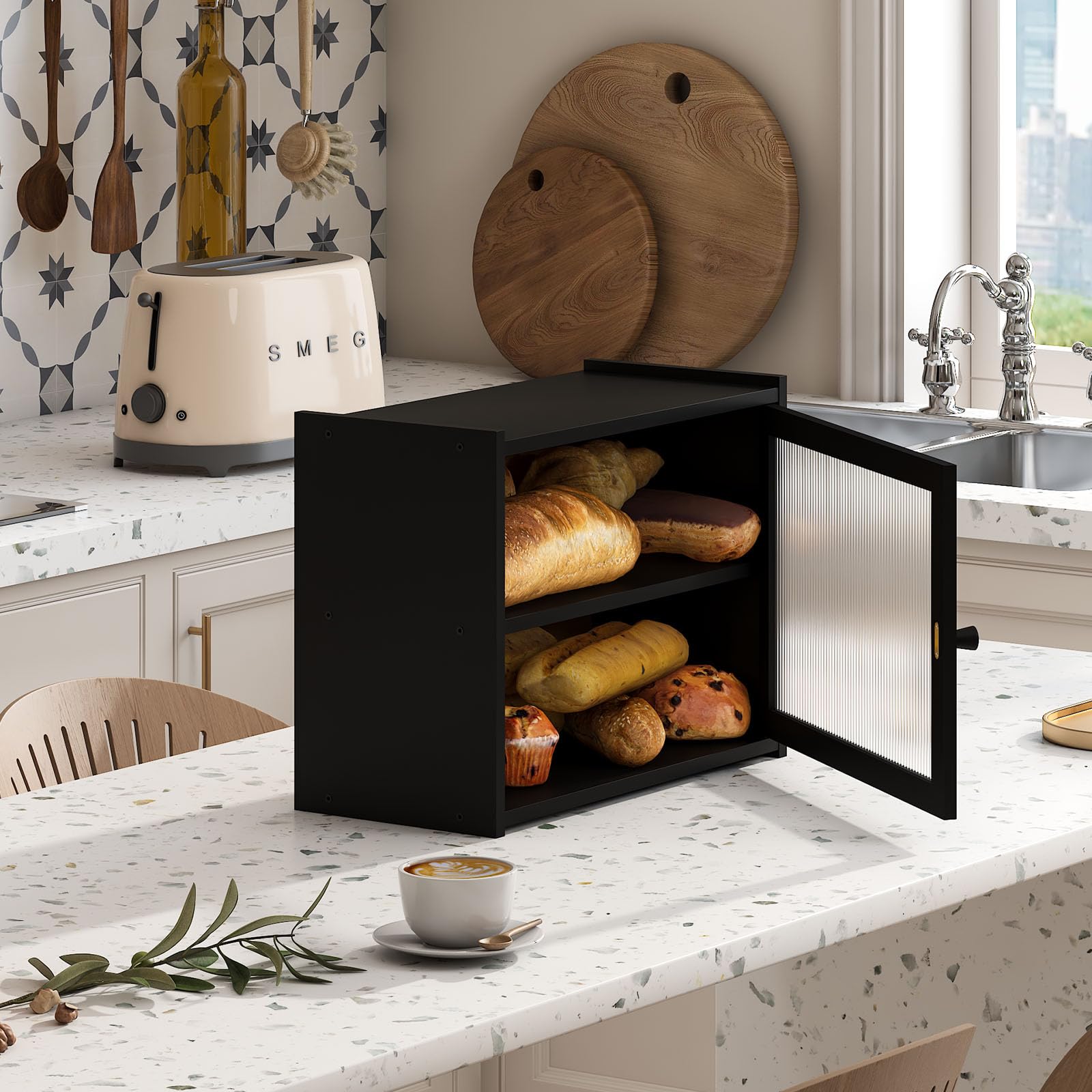 Snapklik.com : GHWIE Bread Box For Kitchen Countertop Large Bread Box ...