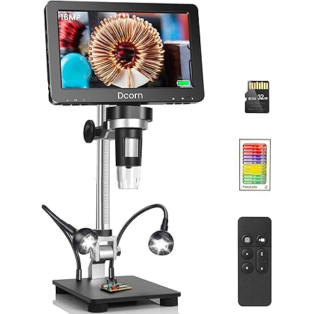 Amazon.com : HDMI LCD Digital Microscope with IPS Screen, Dcorn 7" Coin ...