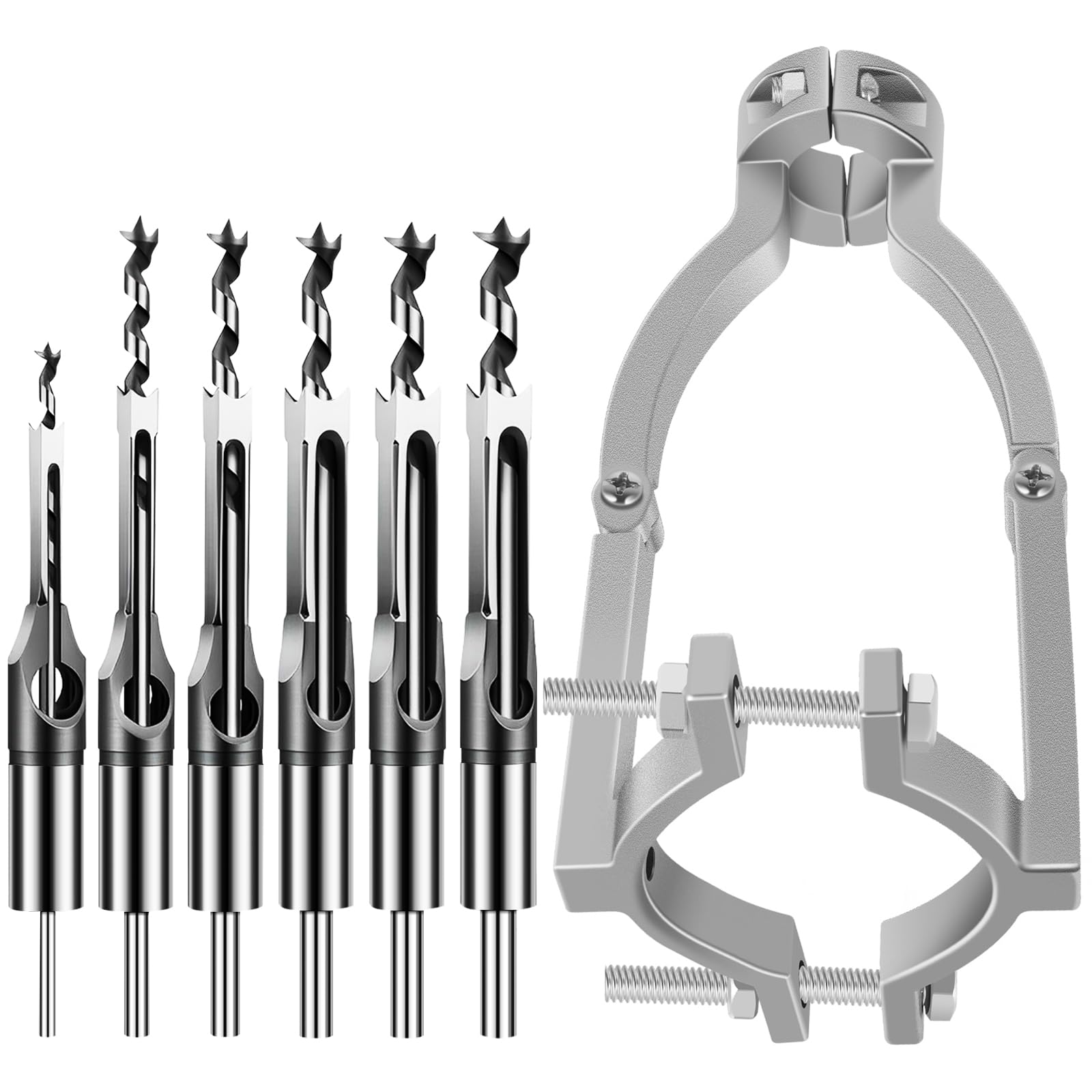 Square Hole Drill Bit Adapter with 6 Drill Bits Carbon Steel Square ...
