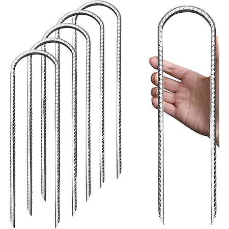 YOUNTHYE 8PCS Heavy Duty Tent Pegs U Shape, 30CM/12 inch, Steel Ground ...