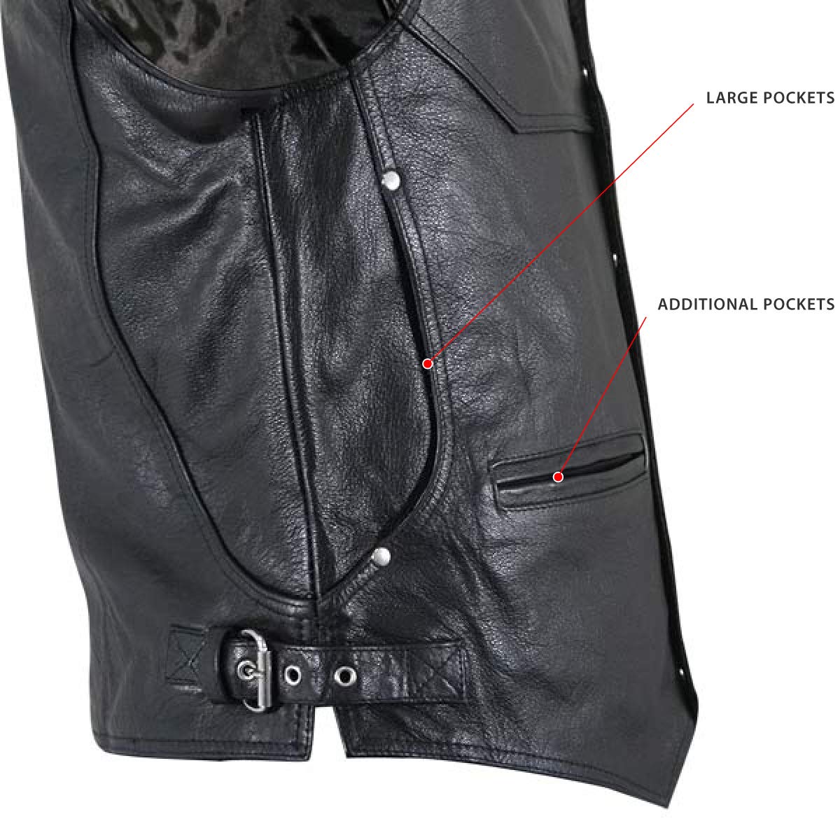 Xelement XS1927 Men's 'Road King' Black Motorcycle Leather Biker Vest ...