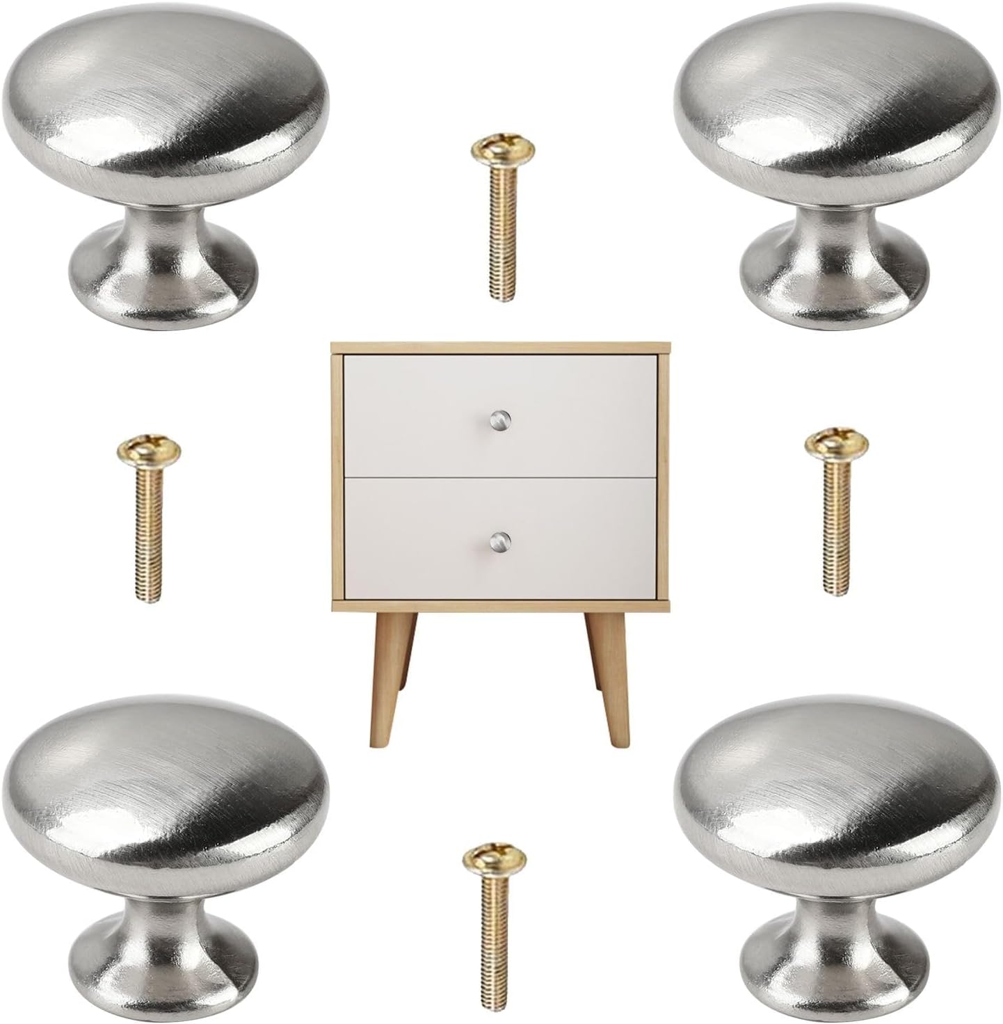 Vandicka 8 Pcs Silver Cabinet Door Knobs & Drawer Pulls – Small Round ...