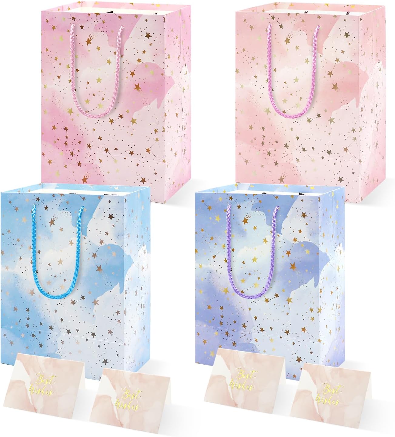 Gift Bag for Presents, 4pcs Happy Birthday Gift Bag with 4pcs Greeting ...