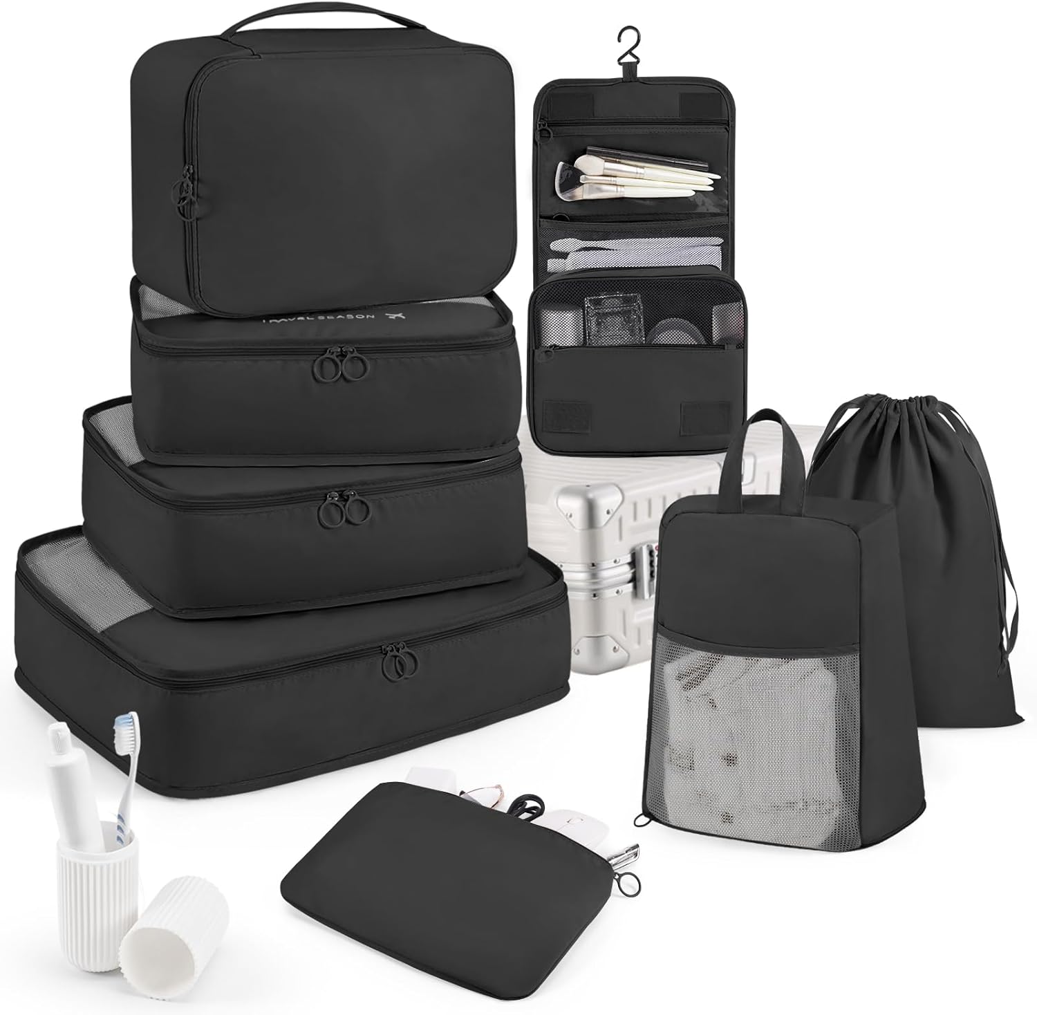Amazon.com | Packing Cubes 9 Set, Suitcase Organizers, Luggage ...