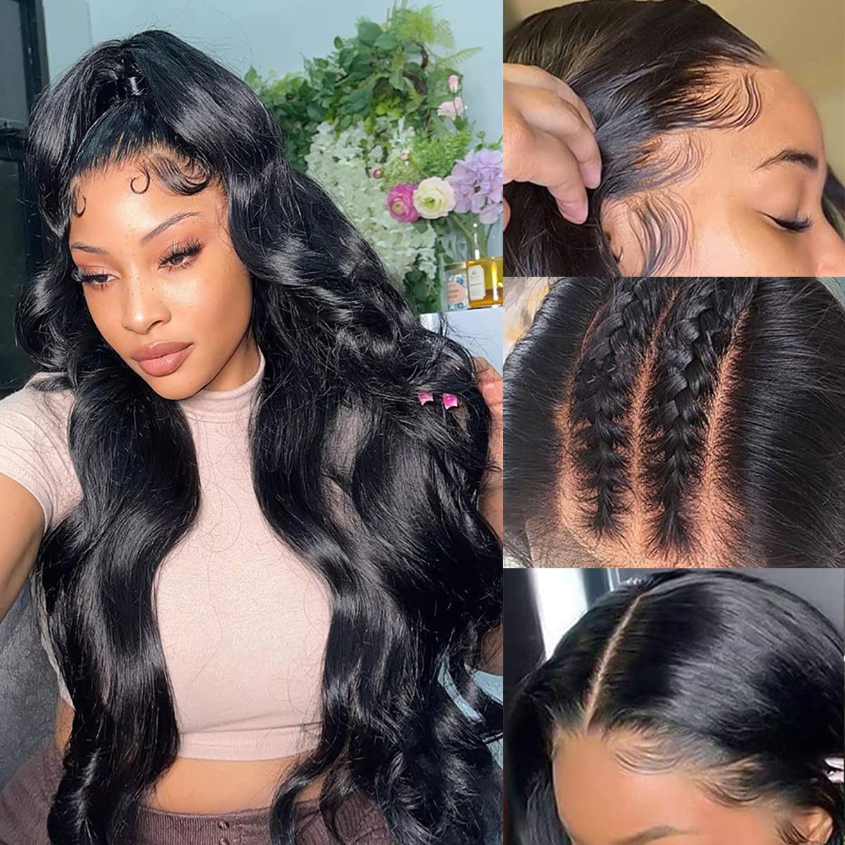 Amazon.com : 28 Inch Body Wave Lace Front Wigs Human Hair Wigs for ...