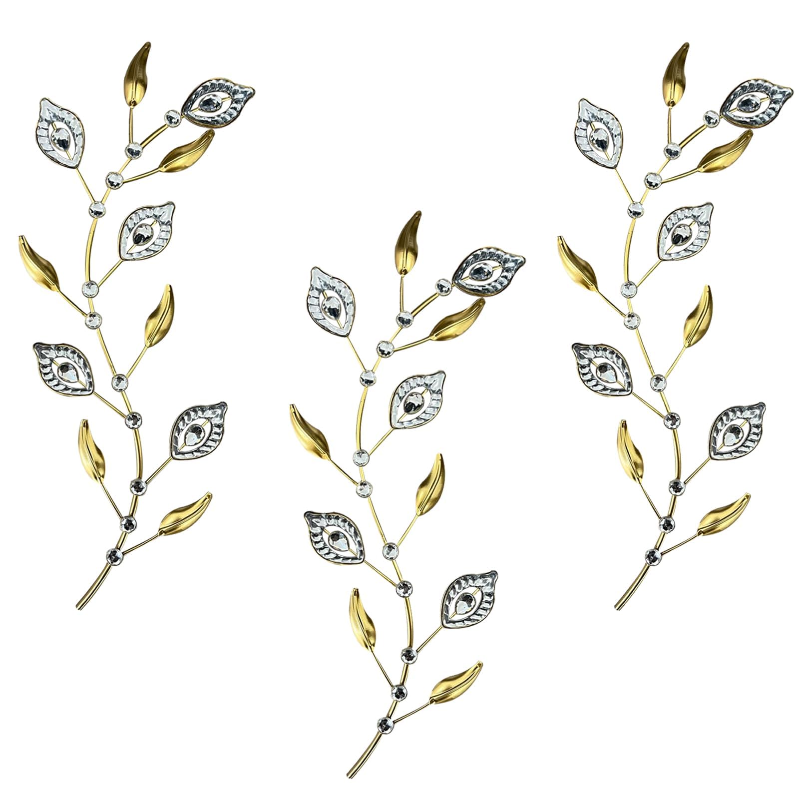 Amazon.com: Cityelf 3 Set Crystal Leaf Wall Art Sculpture Iron Tree ...