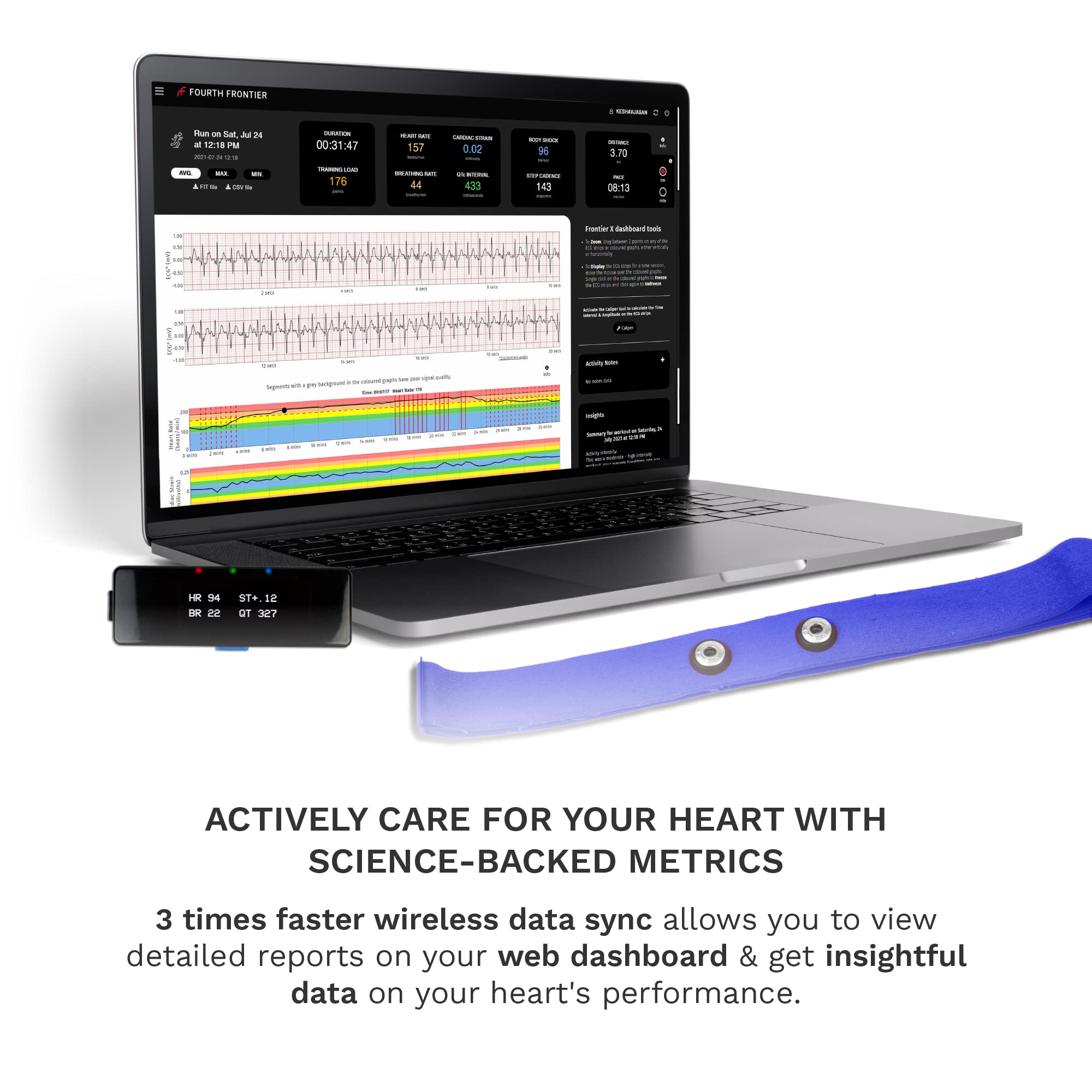 Buy Frontier X2 Smart Heart Monitor with Chest Strap, Wireless Heart ...