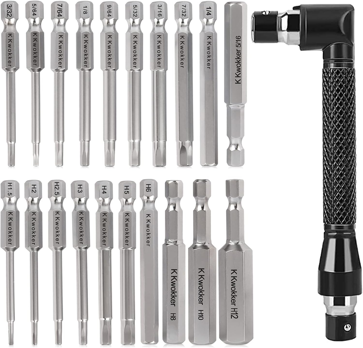 K Kwokker 20PCS Allen Key Bit Set, Hex Head Screwdriver Bits Magnetic ...