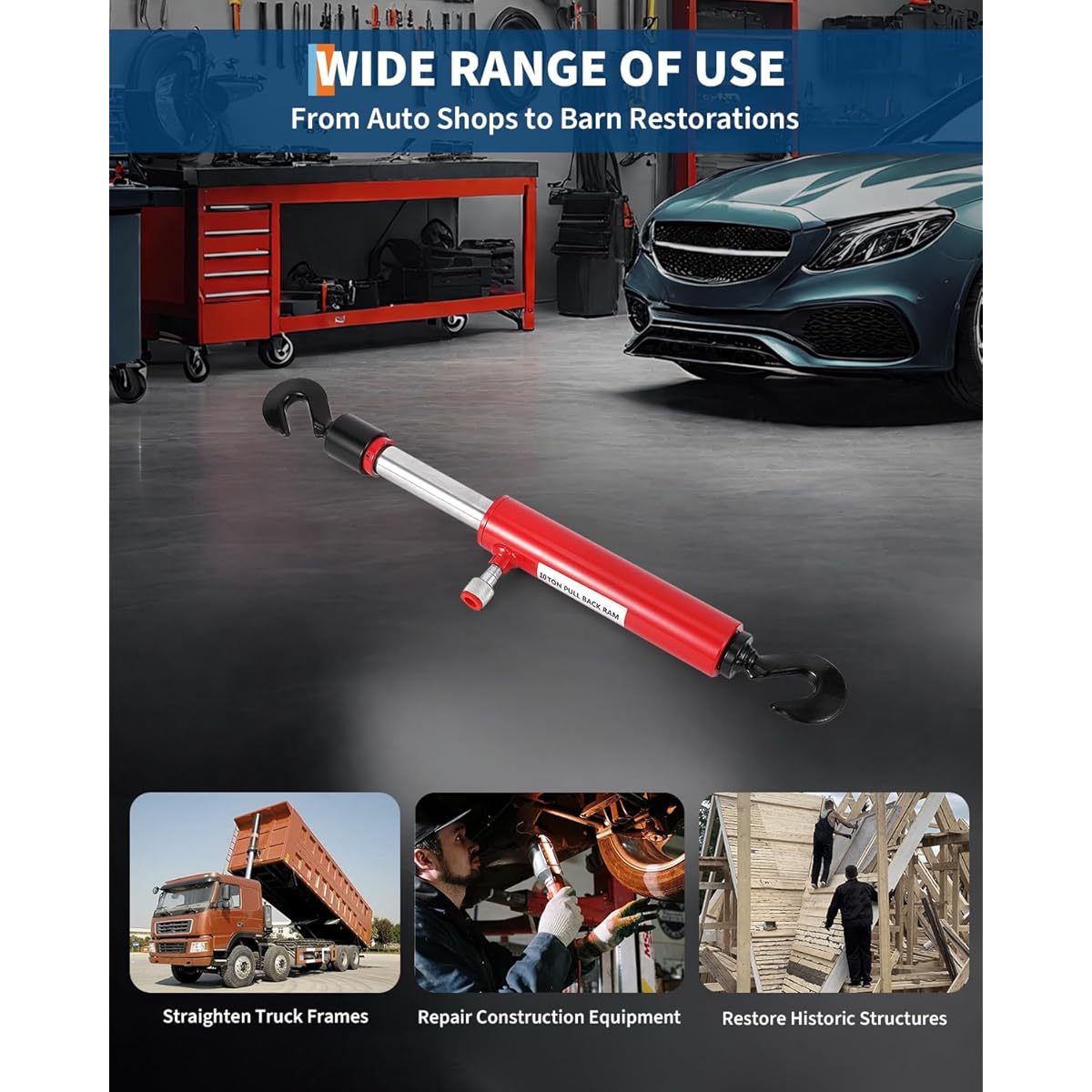 $9/mo - Finance GAOMON 26" Long 10-Ton Hydraulic Pull Back Ram for ...