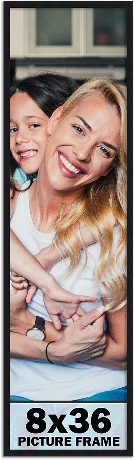 Amazon.com - CountryArtHouse 8x36 Frame Black Solid Pine Wood Picture ...