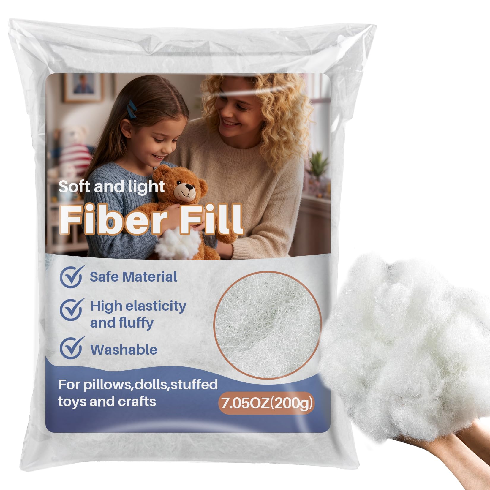 Snapklik.com : Polyester Fiberfill Stuffing, 7.05oz Polyfill For Pillow ...