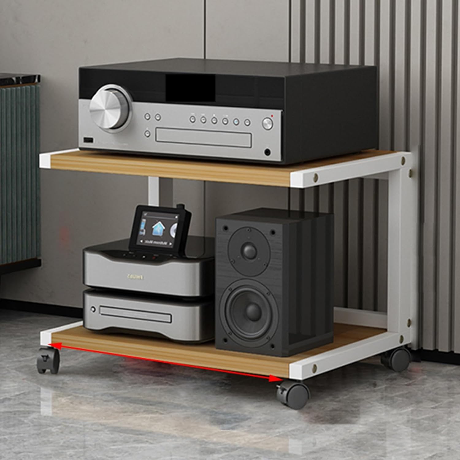 Amazon.com: Stereo Stand Modern with Wheels Audio-Video Media Stand ...