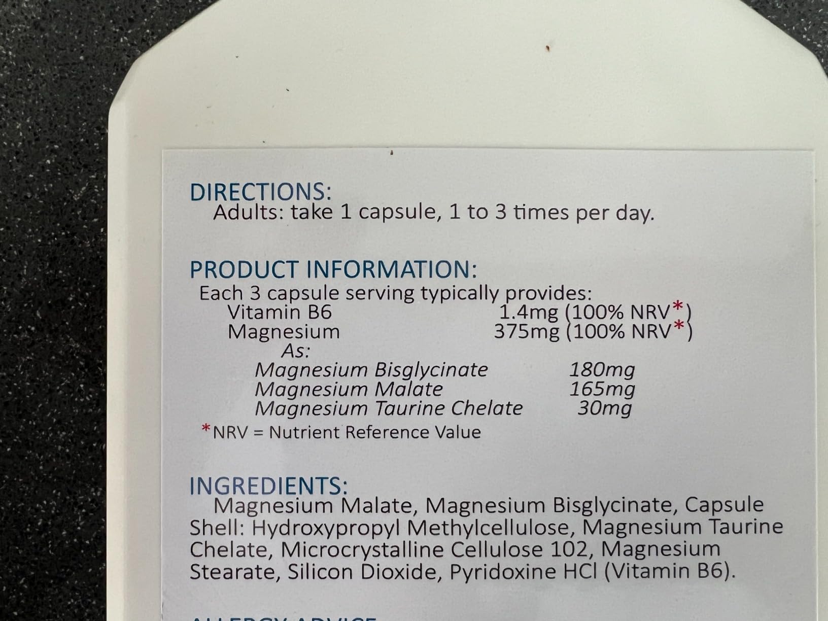 Magnesium Trio Complex 120 Capsules 375mg per Serving - Magnesium ...