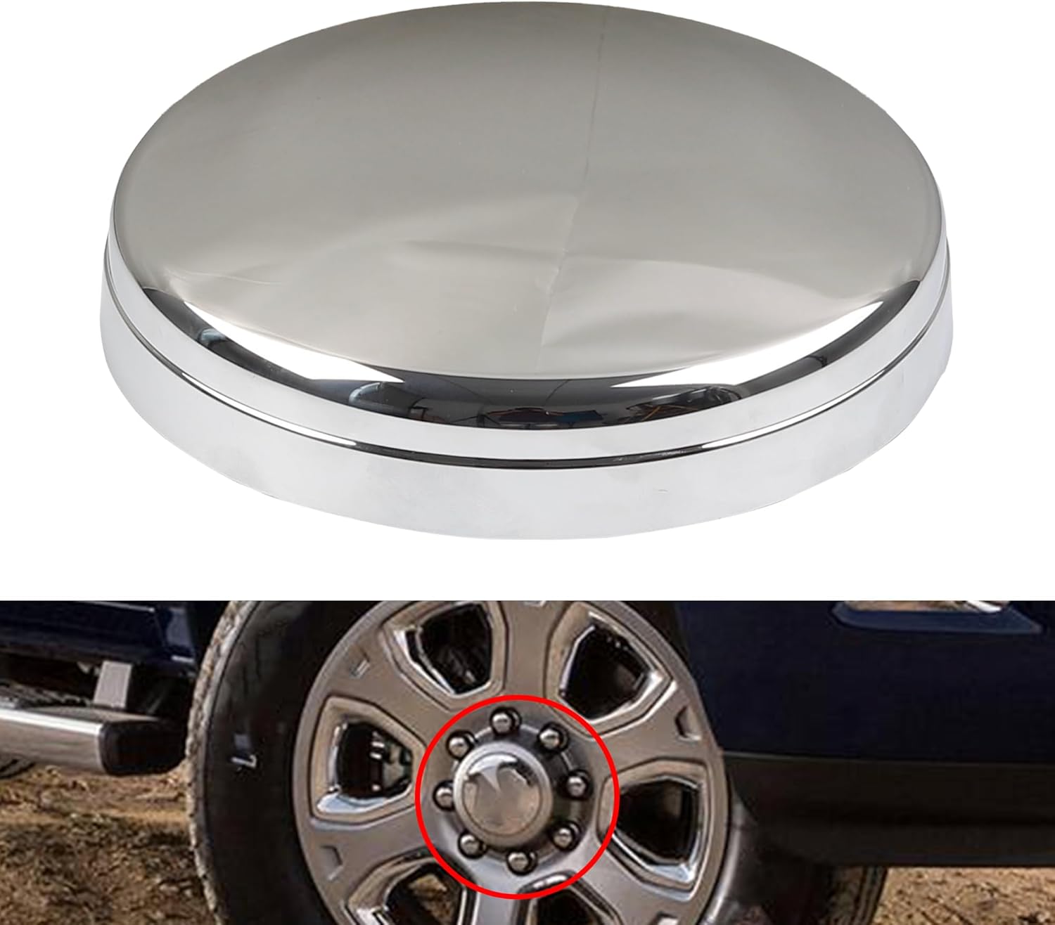 Dasbecan Chrome Front Dually Wheel Center Cap Compatible with Dodge Ram ...