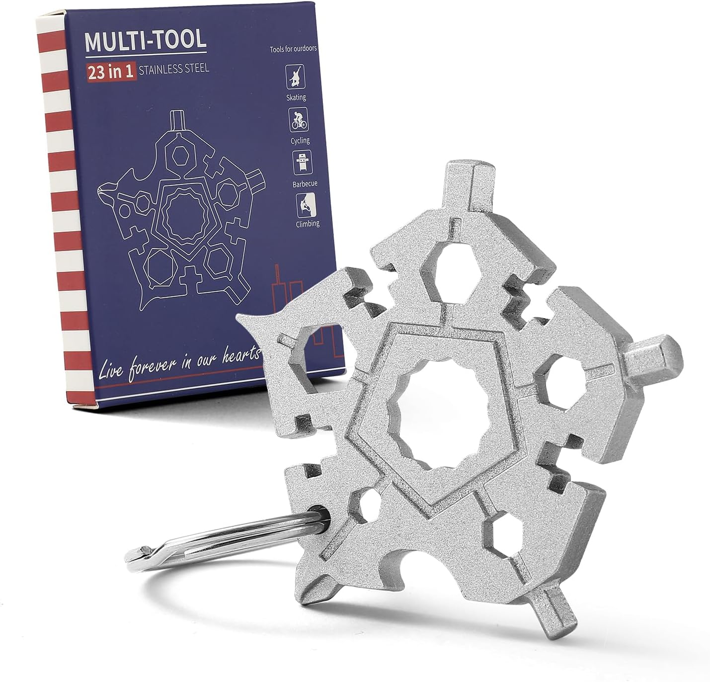 Snowflake Multi-Tool 23-in-1, Portable Outdoor Survival Tool, Stainless ...