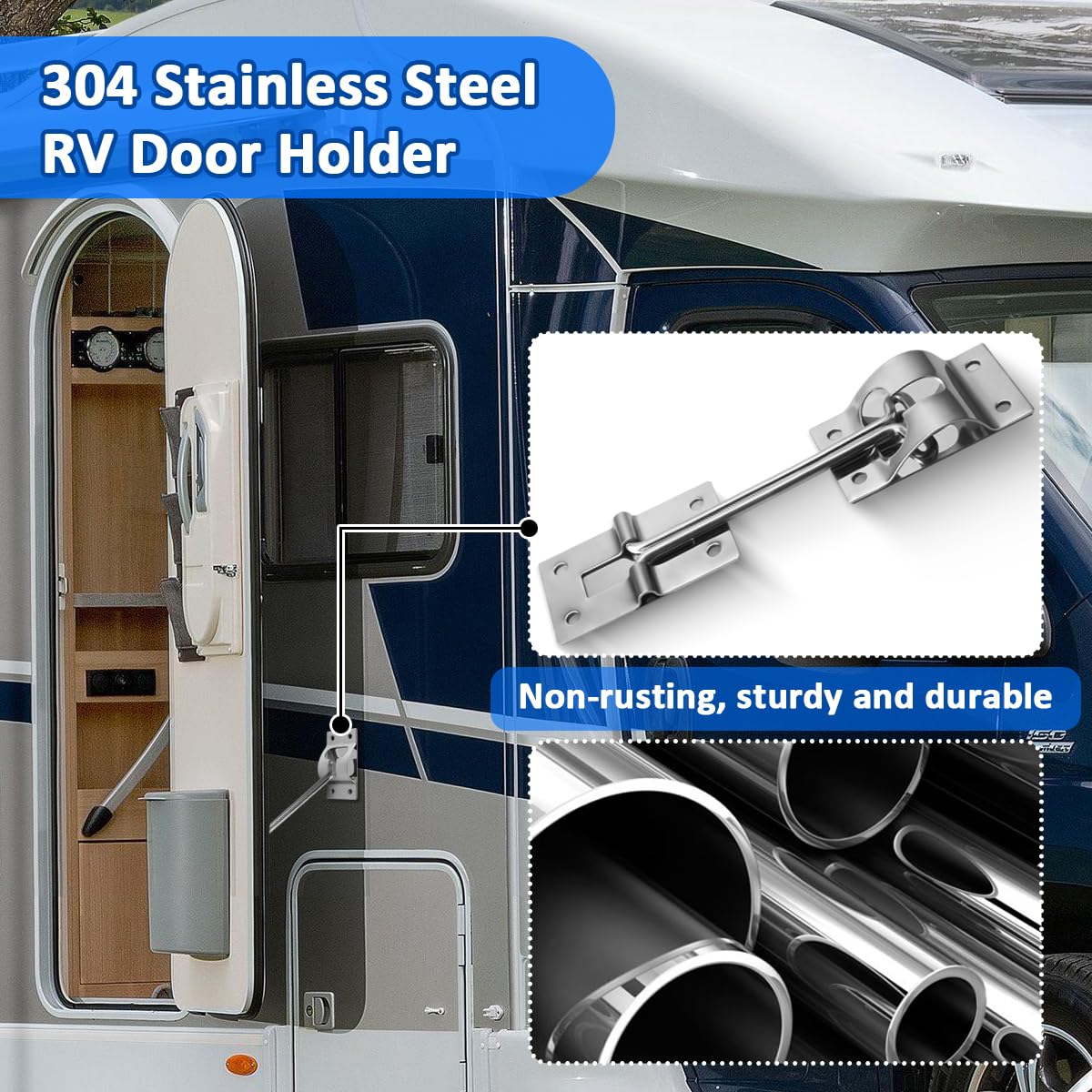 Snapklik.com : 6” RV Door Holder Catch,304 Polished Stainless Steel T ...