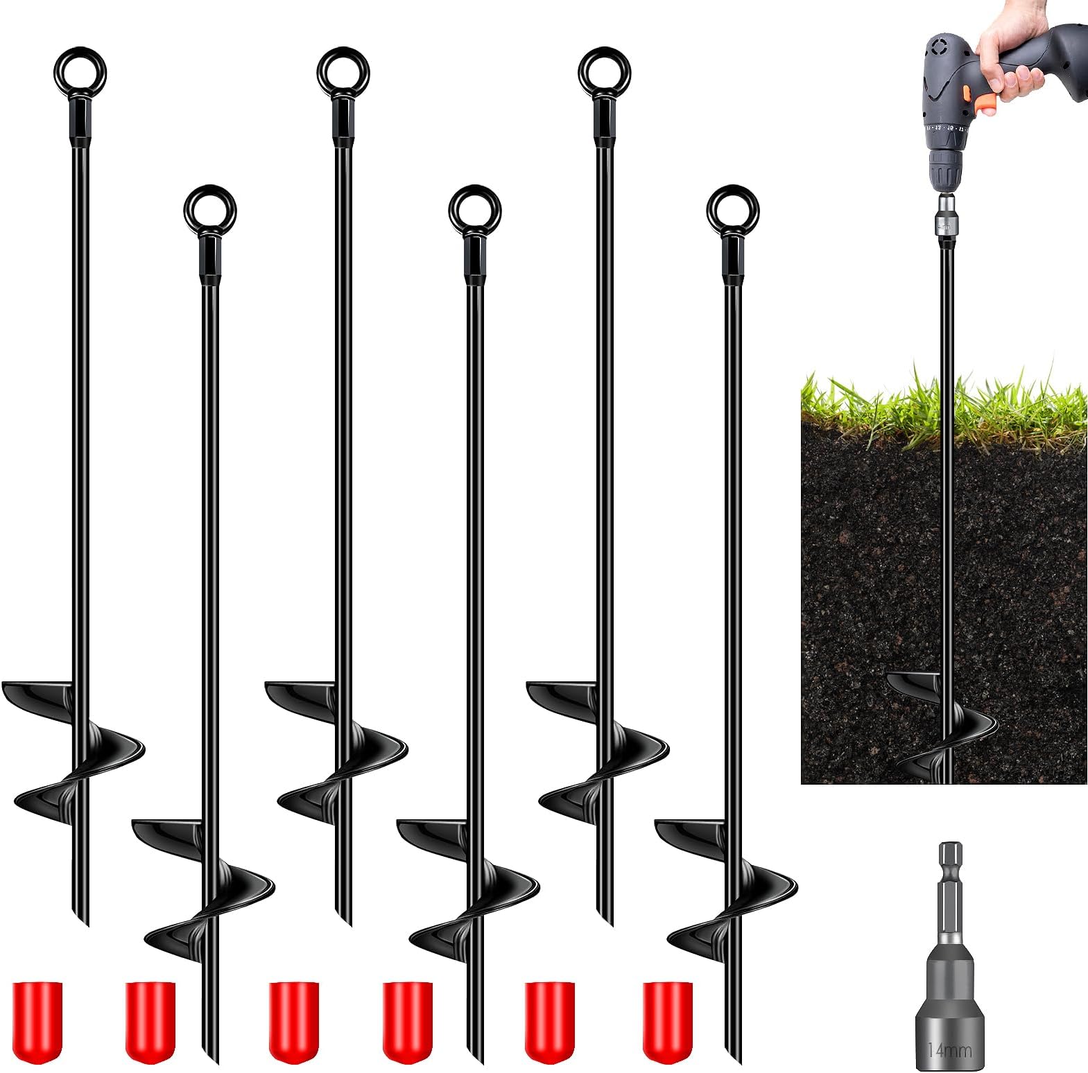 Amazon.com : YXJSTO 6 Pcs 30 Inch Ground Anchors, Heavy Duty Ground ...