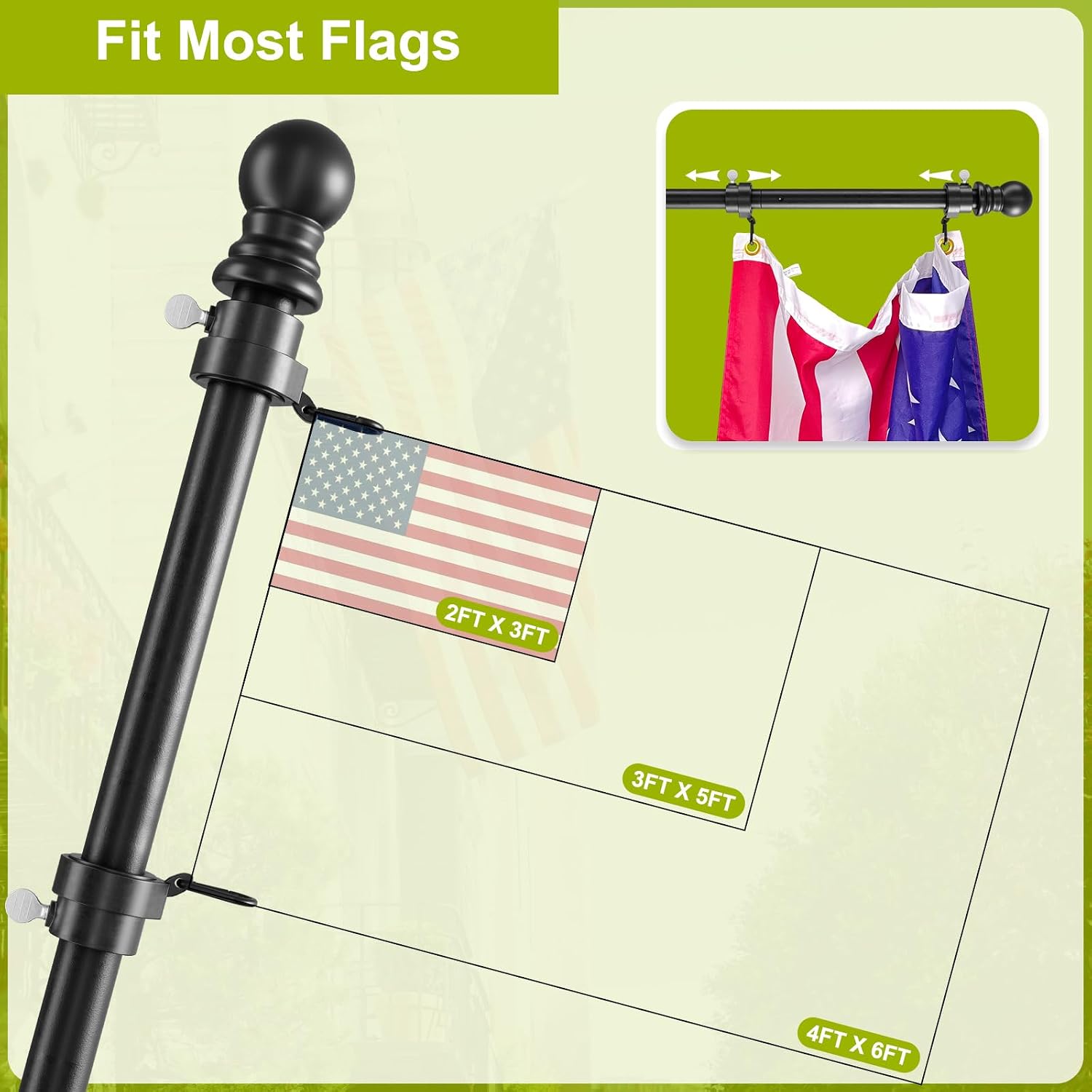 Mástiles de bandera de 5 pies para banderas de 3 x 5 para exteriores ...