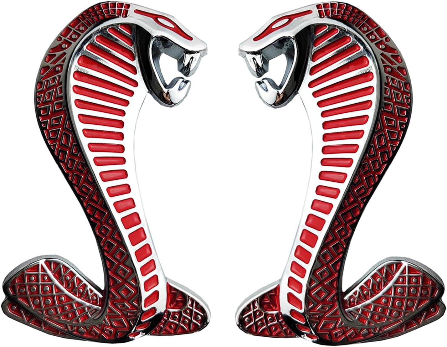 Amazon.com: Red & Chrome Mustang Cobra Fender Emblems - Pair : Automotive