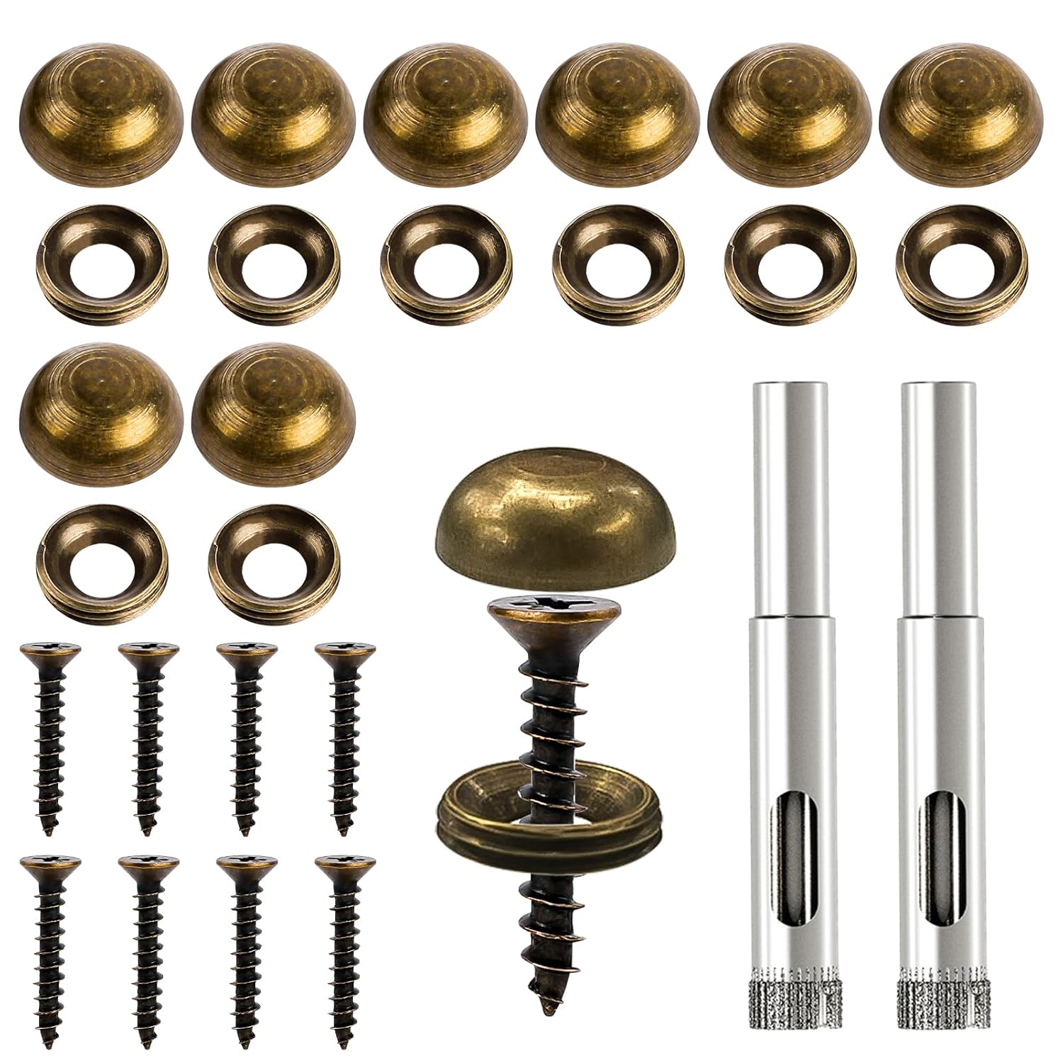 8Pcs Pure Brass Decorative Screw with Caps, Metal Screw Covers ...