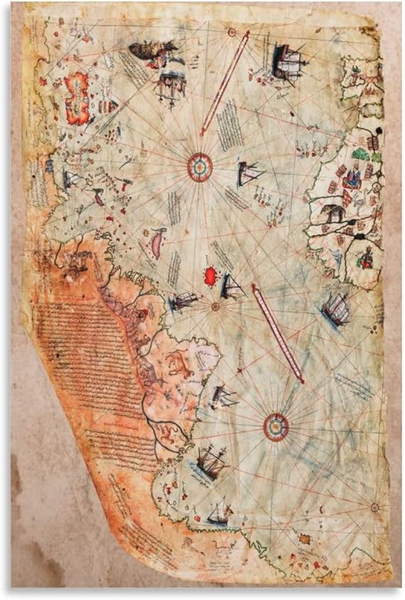 Amazon.com - Piri Reis Map , Old World Map 1st Map to Show Americas And ...