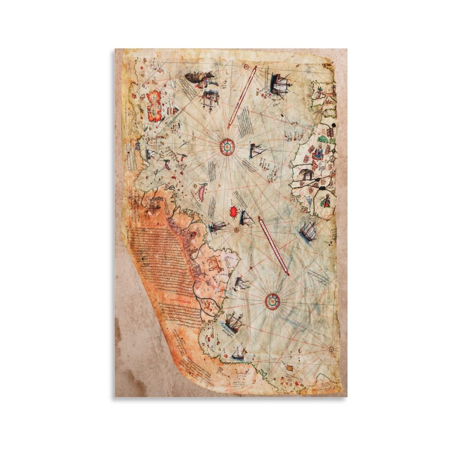 Amazon.com - Piri Reis Map , Old World Map 1st Map to Show Americas And ...