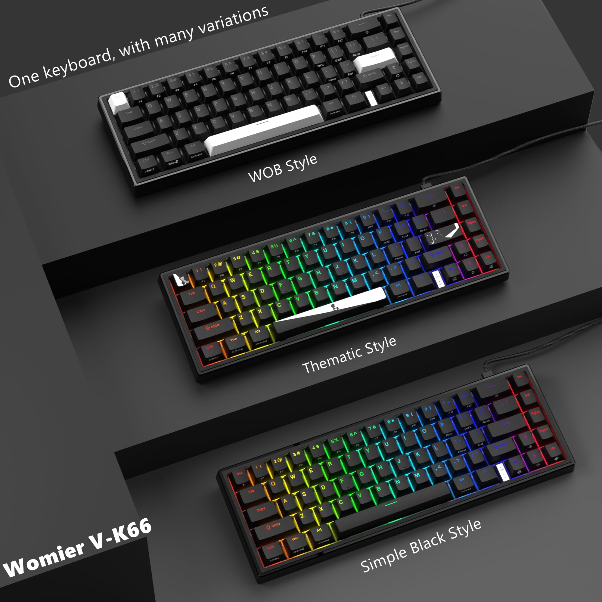 Snapklik.com : V-K66 60% Percent Keyboard, Mechanical Gaming Keyboard Gasket Mounted, Wired LED ...