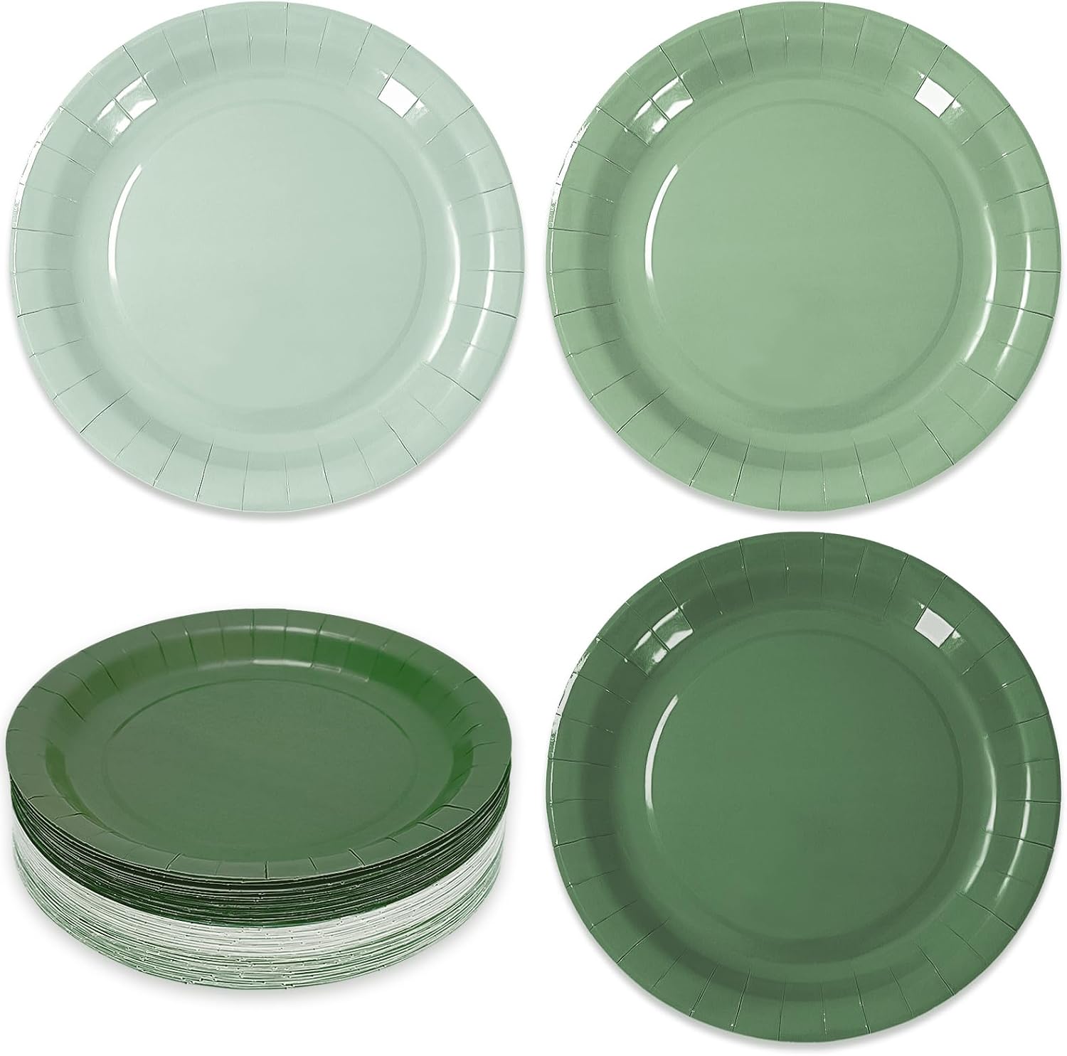 Amazon.com: Whaline 72Pcs Sage Green Paper Plates 9 Inch Gradient Green ...