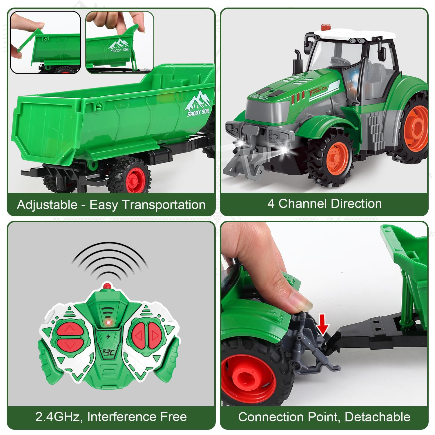 Snapklik.com : Fisca Remote Control Tractor Toy Set & 33PCS Farm ...