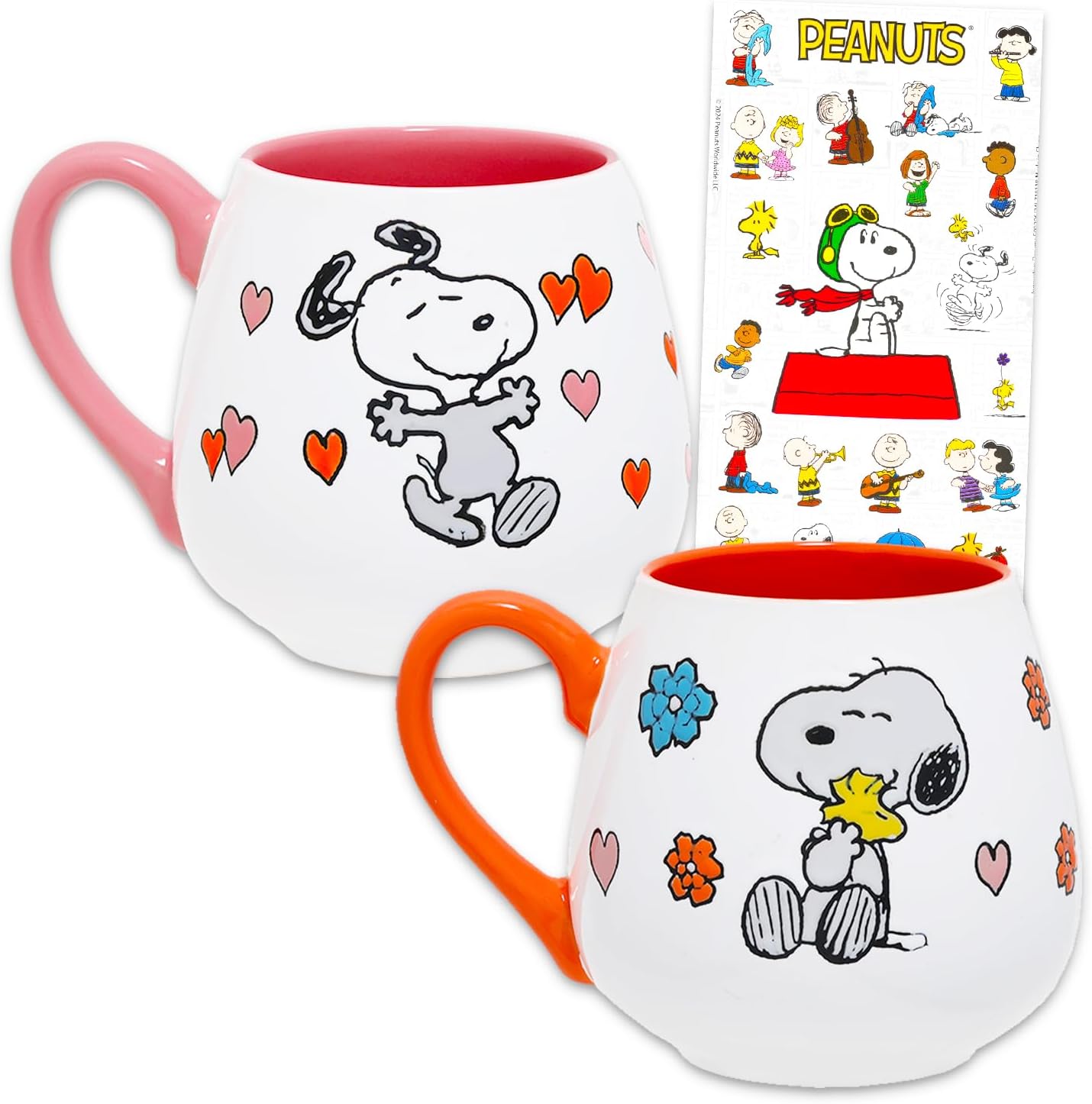 Amazon.com: Peanuts Snoopy Mug Gift Set - Bundle with 2 Snoopy Ceramic ...