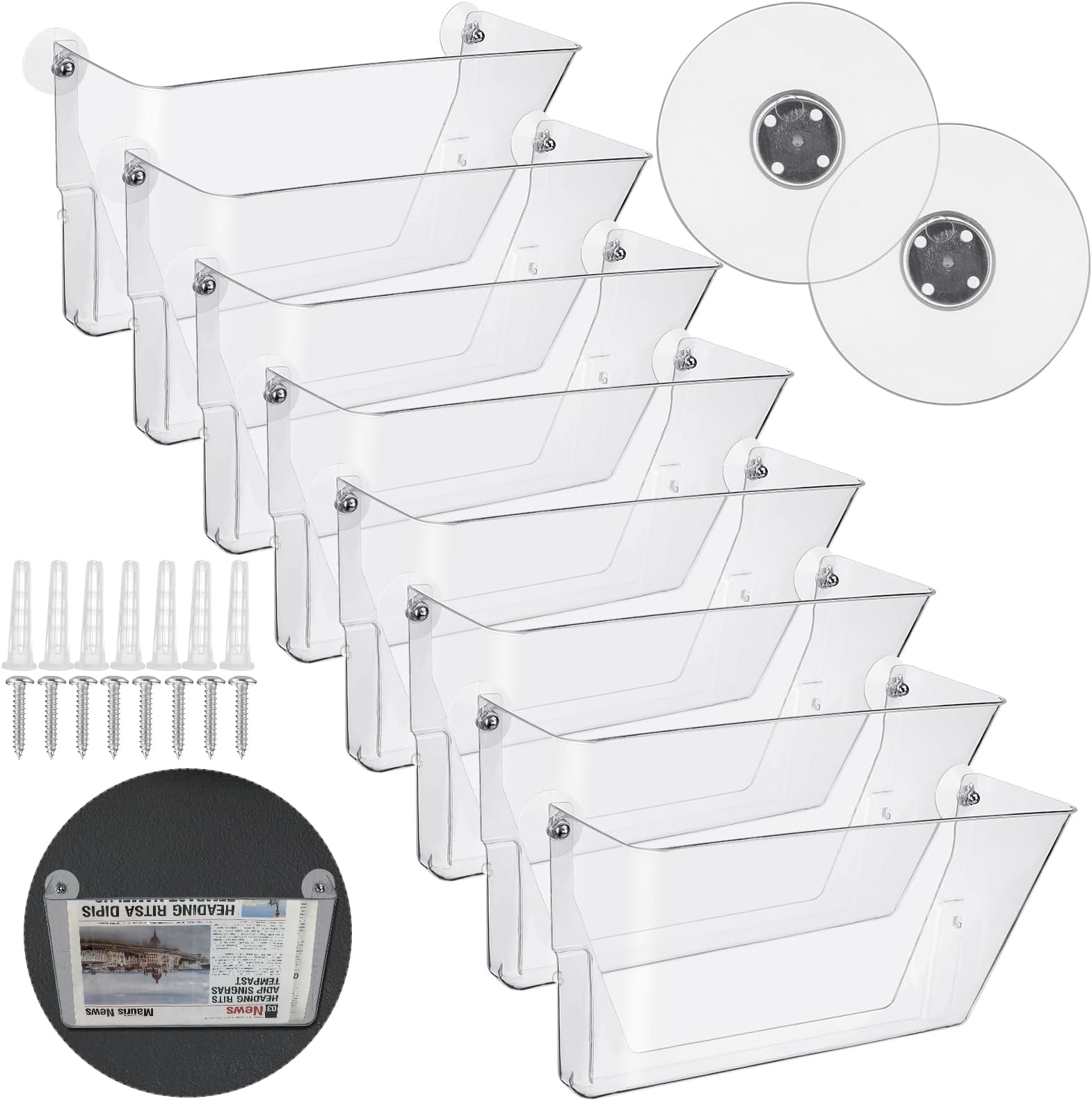 Amazon.com : Tenceur 8 Pcs Clear Plastic Single Pocket Wall Mount File ...