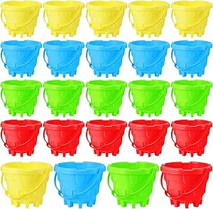 Amazon.com: Sratte 24 Pieces Sand Castle Buckets 5.5 Inch Plastic Beach ...