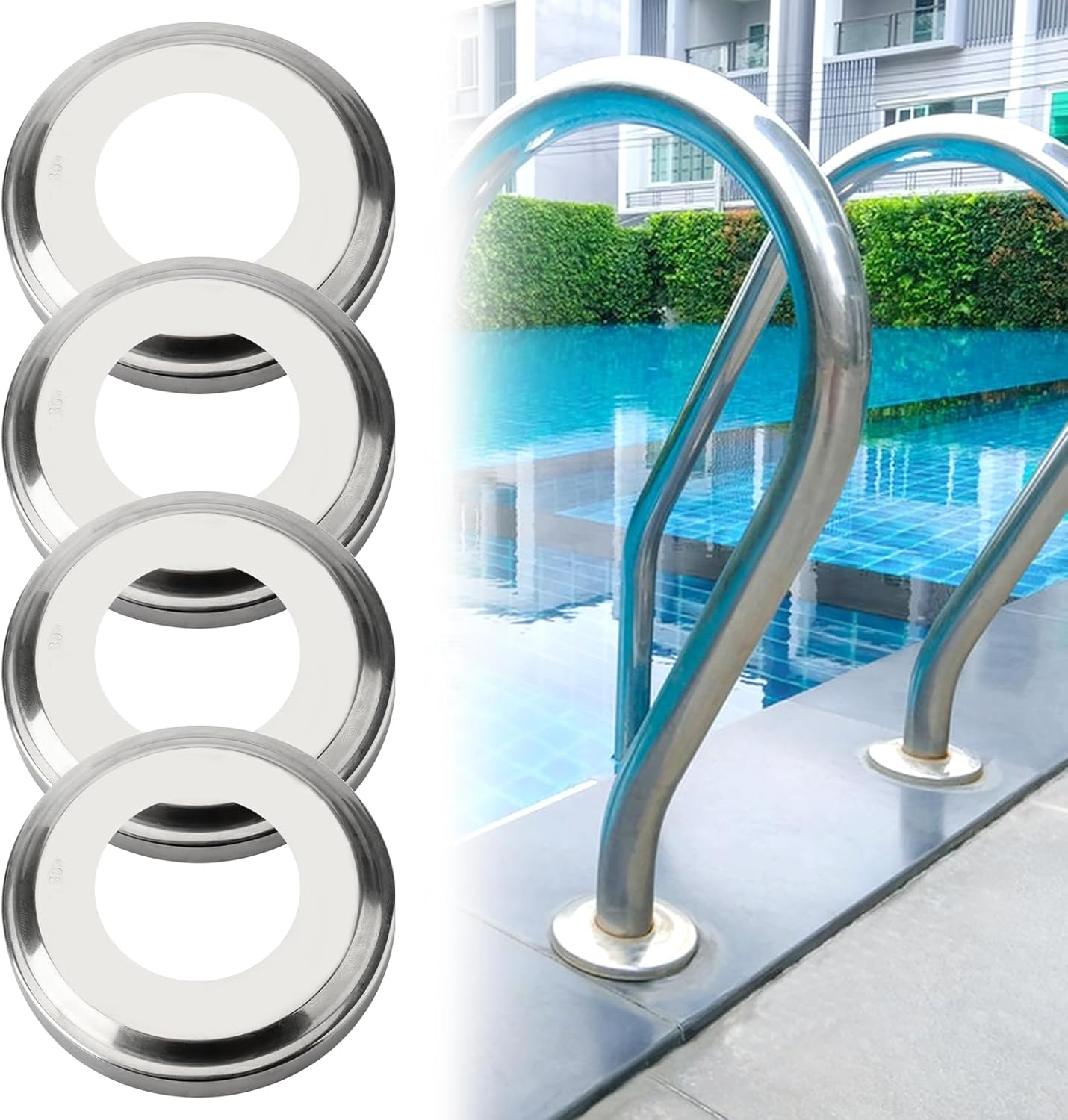 Amazon.com: Pool Ladder Escutcheons - Stainless Steel Escutcheon Plates ...
