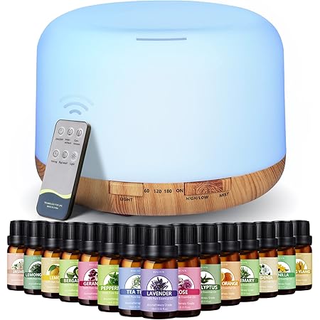 Amazon.com: Essential Oil Diffusers with Top 10 Oils Gift Set, 550ml ...