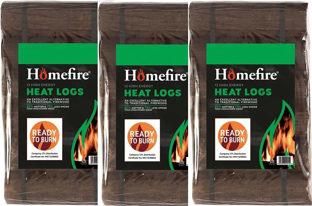 Homefire High Energy Ultra Dry Heat Logs Open Fire Log Eco Wood Fuel ...