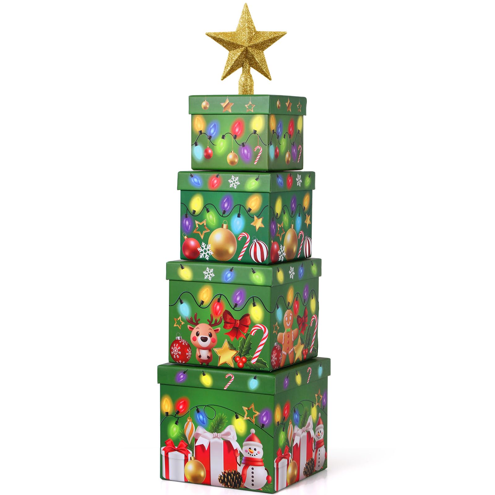 Amazon.com: Cinnvoice 4 Pcs Christmas Nesting Gift Boxes with Christmas ...