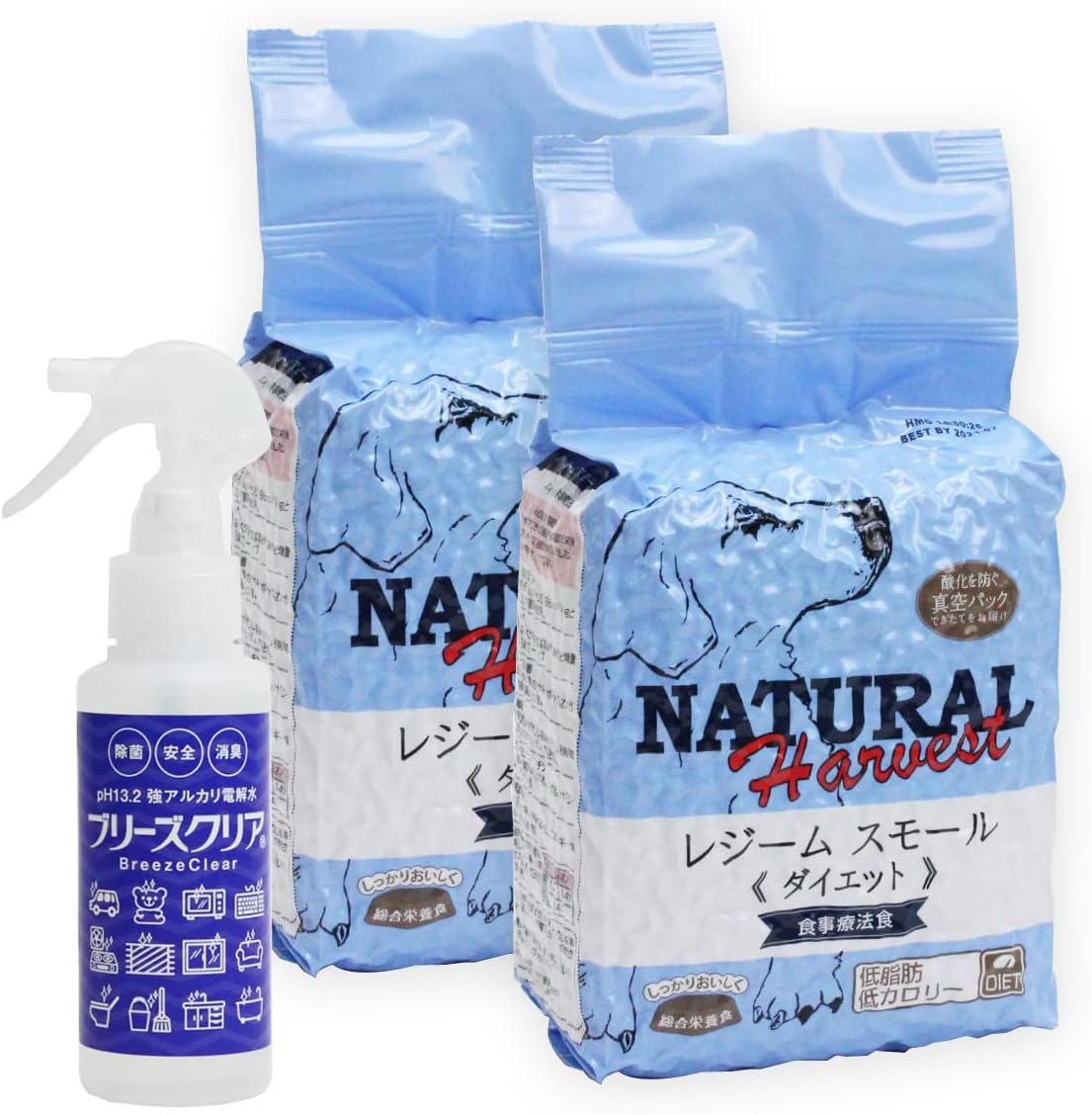 Amazon.co.jp: ナチュラルハーベスト プライムフォーミュラ シュープリーム 1.59kg×2袋 ＋ブリーズクリア ph13.2強アルカリ電解水100ml ドッグフード : ペット用品