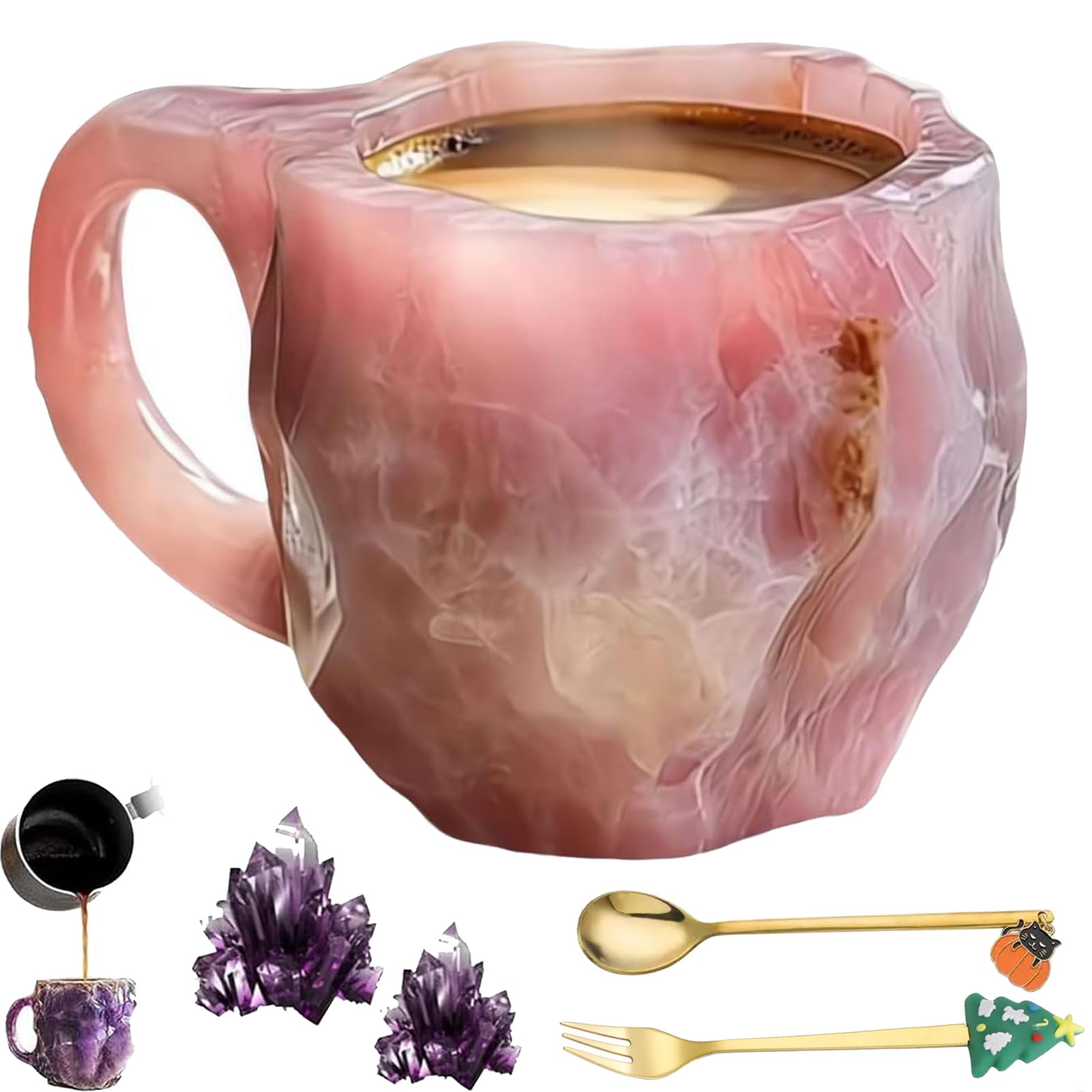 Amazon.com | bokando Mineral Crystal Coffee Mugs, Natural Mineral ...