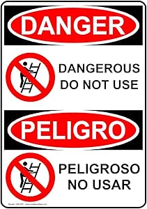 Amazon.com: OSHA DANGER Dangerous Do Not Use Bilingual Sign ODB-7991 ...