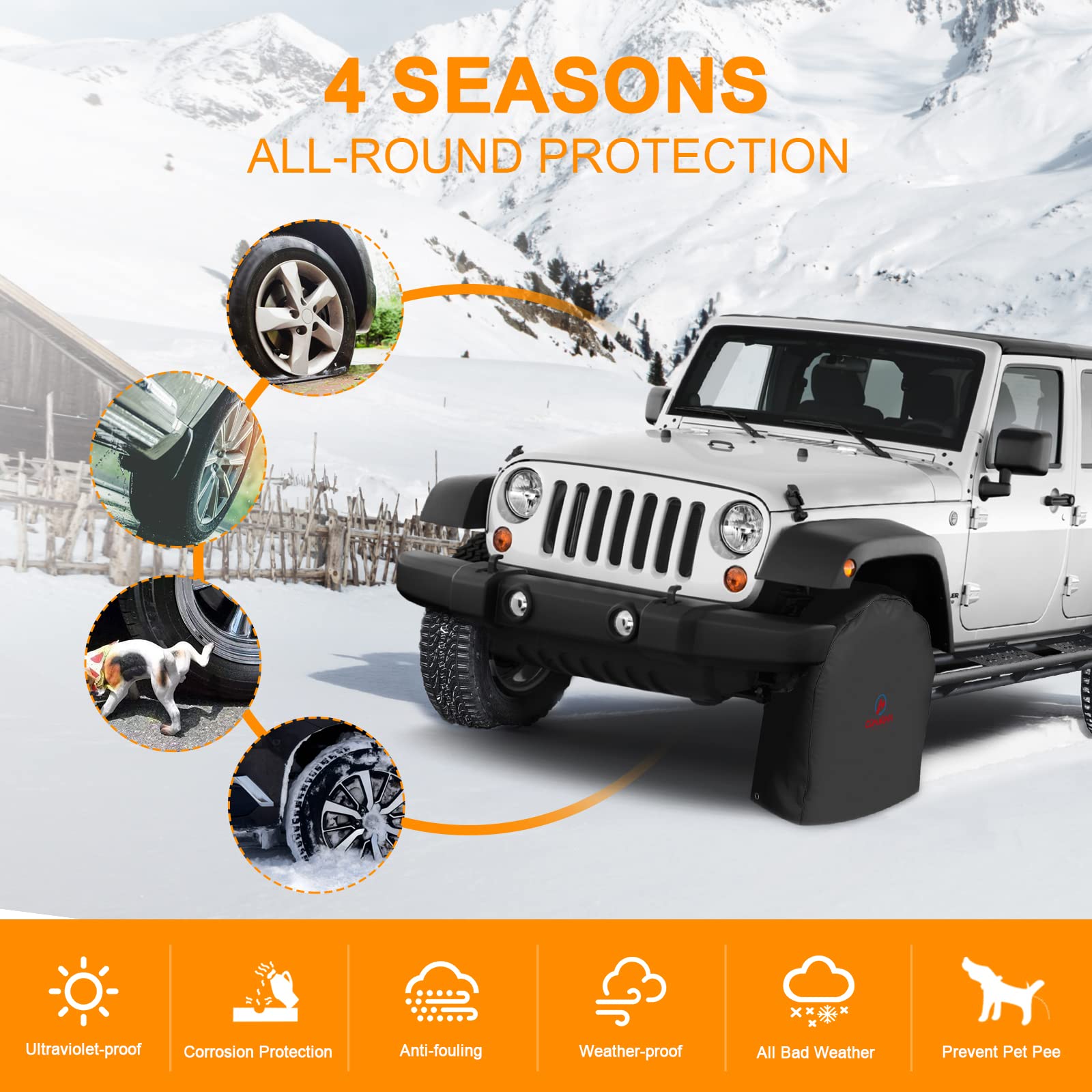 Comnova RV Tire Covers 2 Pack - 600D Tough Tire Wheel Cover Protector ...