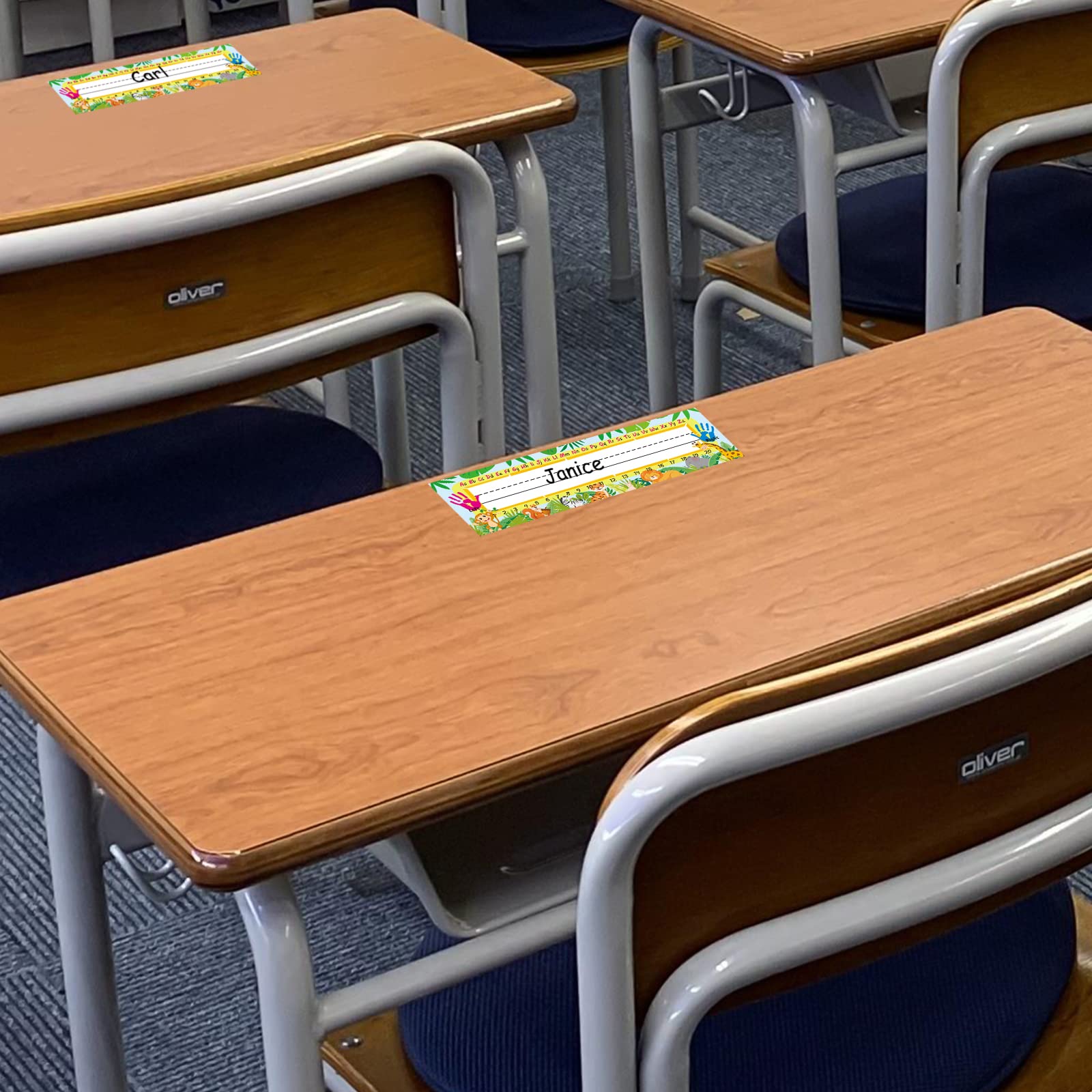 Snapklik.com : 50 Pack Safari Animals Desk Name Tags Classroom Nameplates