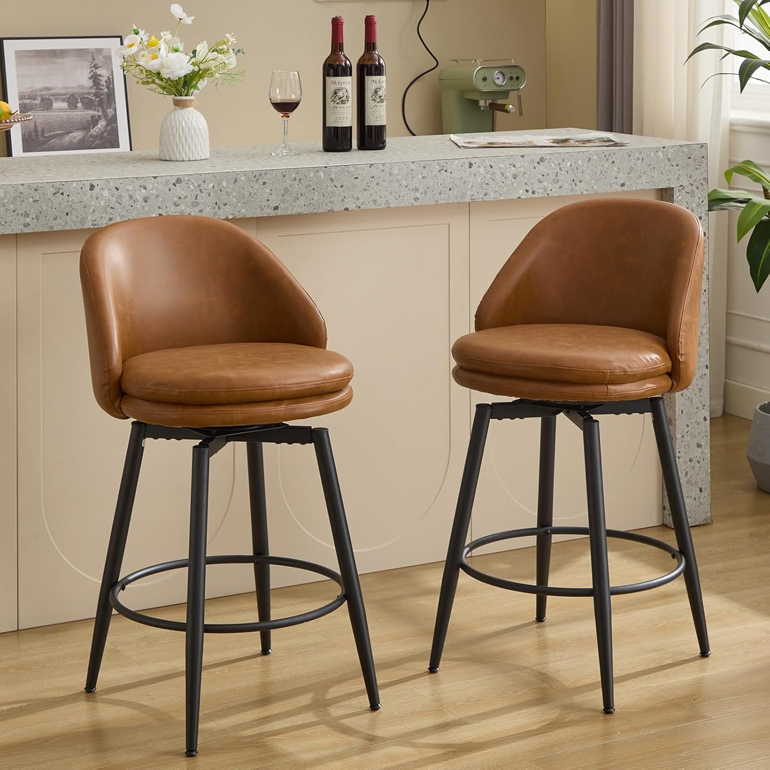 Amazon.com: GarveeHome Counter Height Bar Stools Set of 2, 26 Inch ...