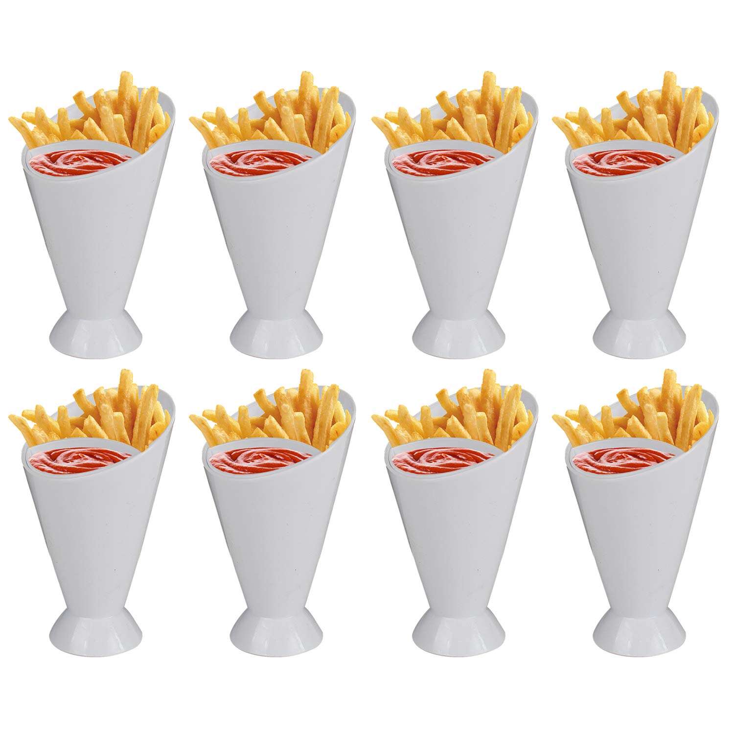 4/8 French Fries Chips Dipper Snack Cone Stand Dip Sauce Veg Party ...