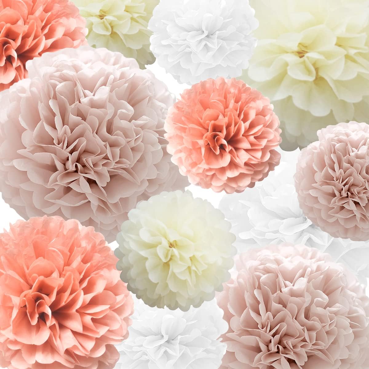 Amazon.com: Tissue Paper Pompoms Paper Flower 22 Pcs Coral, Dusty Pink ...