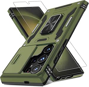 Amazon.com: DEERLAMN Case for Samsung Galaxy S24 Ultra with Slide Camera Cover+Screen Protector ...