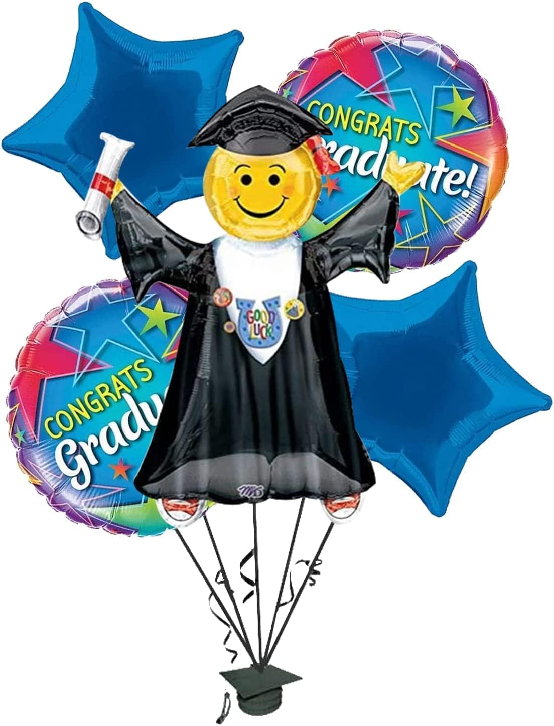 Amazon.com: PMU Graduation Jumping Smiley Grad Balloon Bouquet ...