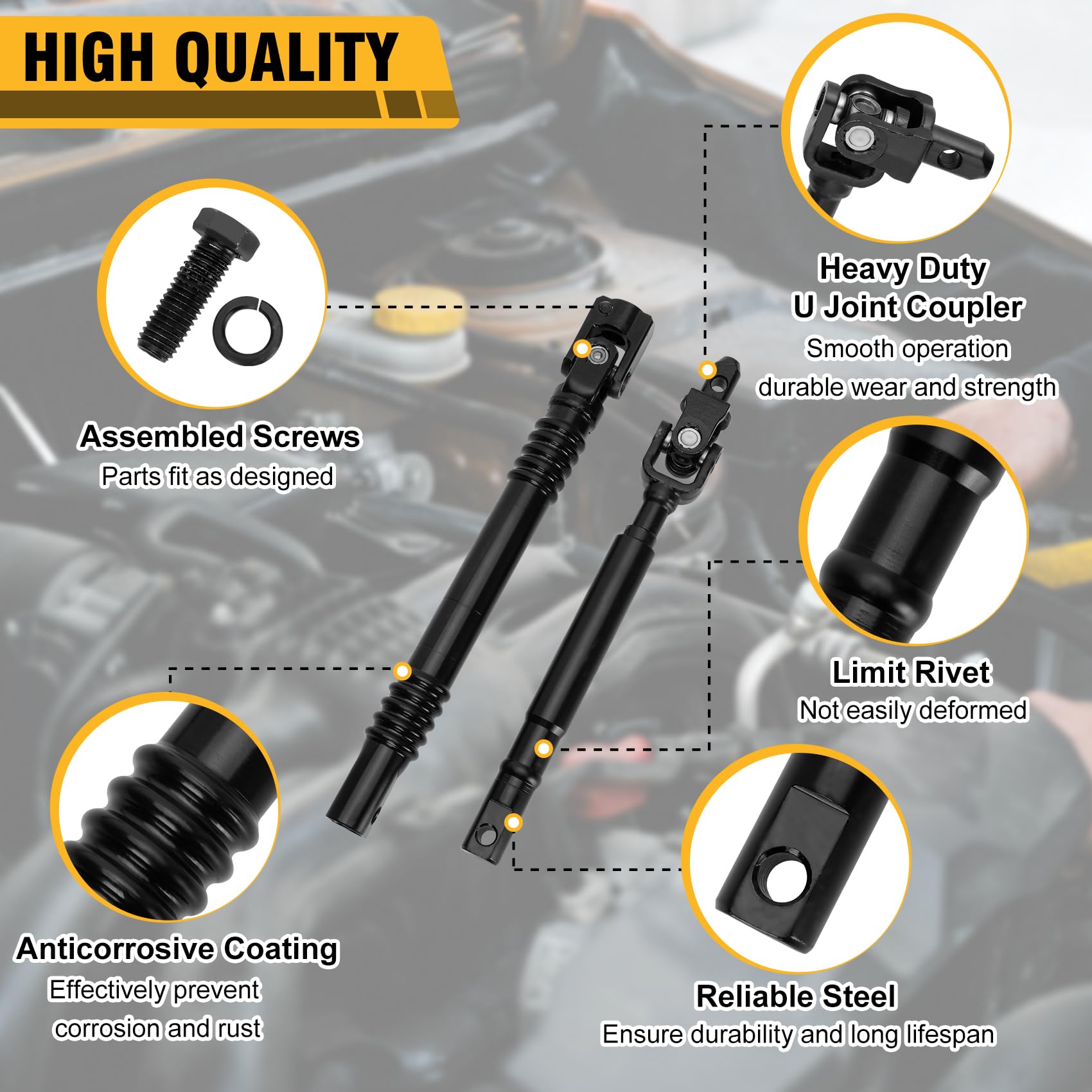 Snapklik.com : Upper And Lower Intermediate Steering Shaft Column, Fit ...