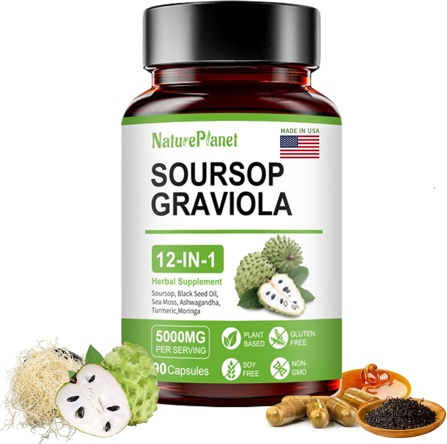 Amazon.com: NaturePlanet Soursop Graviola Capsules with Black Seed Oil ...