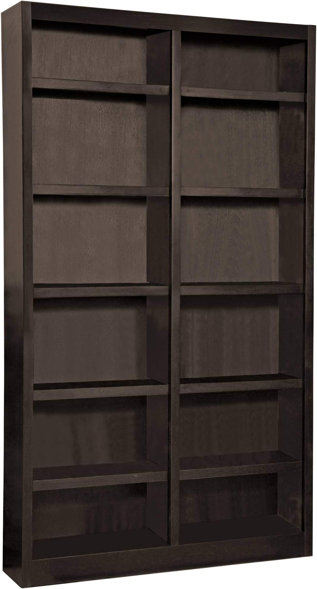 Amazon.com: Traditional 72" Tall 10-Shelf Double Wide Wood Bookcase in ...